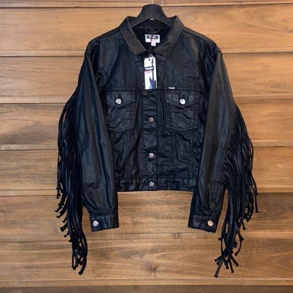 Wrangler | Jackets & Coats | Wrangler X Fender Black Waxed Demon Fringe ...